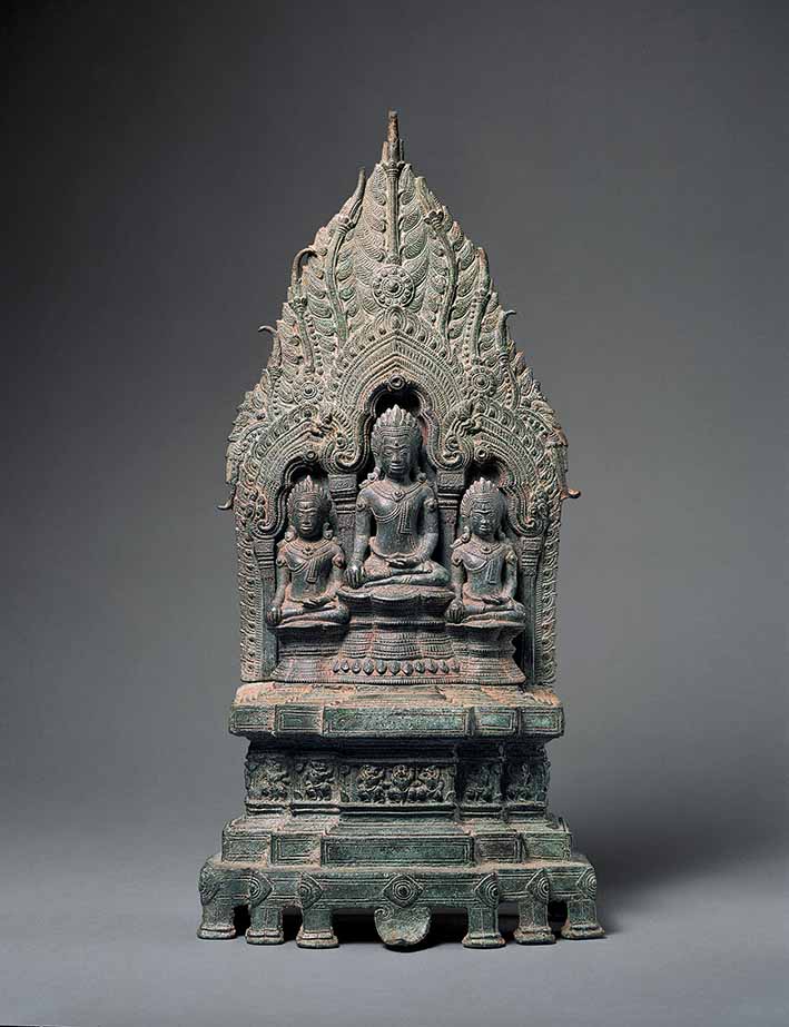 Shrine with Buddhist Trinity, bronze, height 47 cm, circa 12th century ...